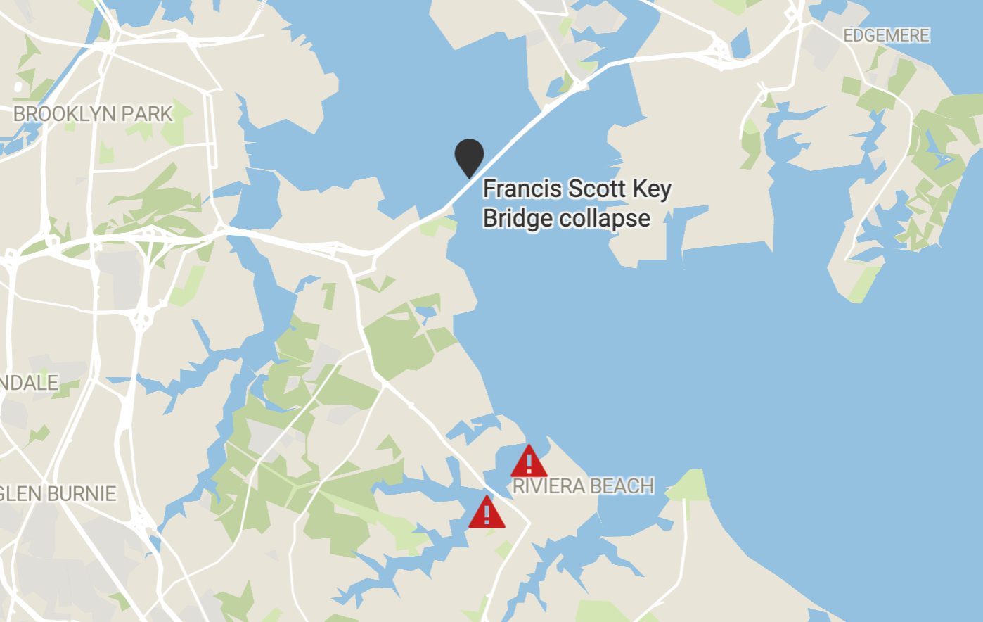Map: Check out where pieces from the Key Bridge collapse have been seen ...